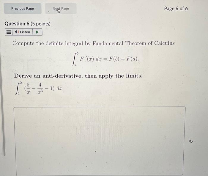 Solved Compute the definite integral by Fundamental Theorem | Chegg.com