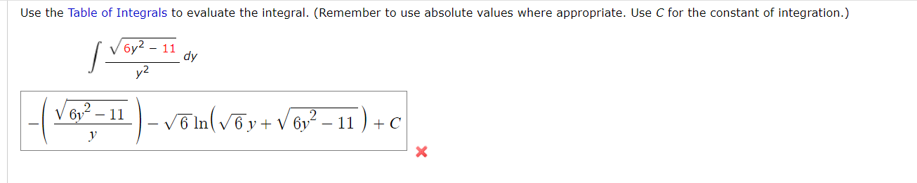 Solved Use the Table of Integrals to evaluate the integral. | Chegg.com