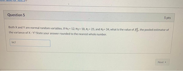 Solved Question 5 5 pts the pooled estimator of Both X and Y | Chegg.com