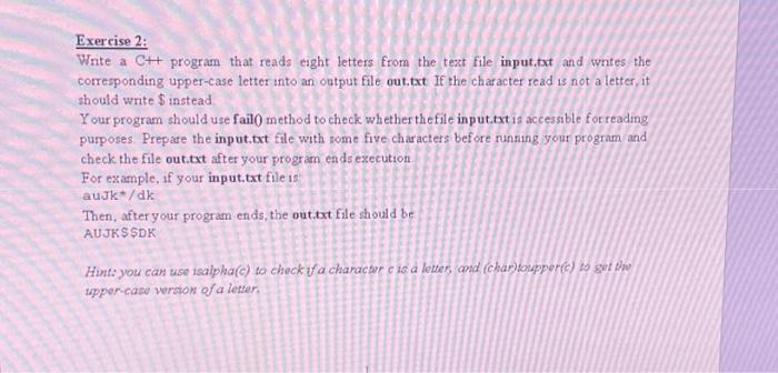 Solved Exercise 2: Write a C++ program that reads eight | Chegg.com