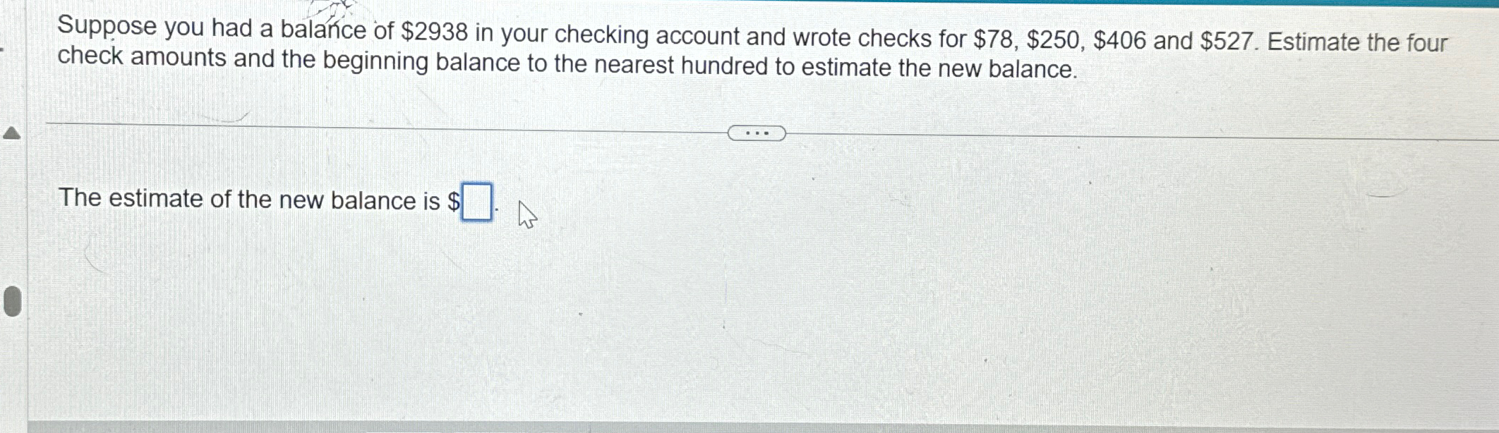 Solved Suppose you had a balańce of $2938 ﻿in your checking | Chegg.com
