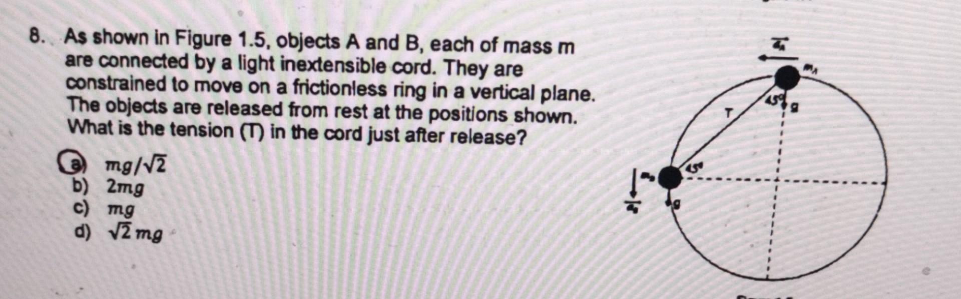 Solved 8. As shown in Figure 1.5, objects A and B, each of | Chegg.com