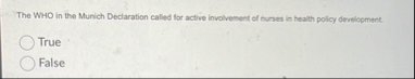 Solved The WHO in the Murich Declaration called for active | Chegg.com