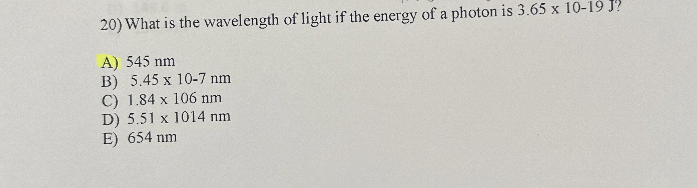 Solved What is the wavelength of light if the energy of a | Chegg.com