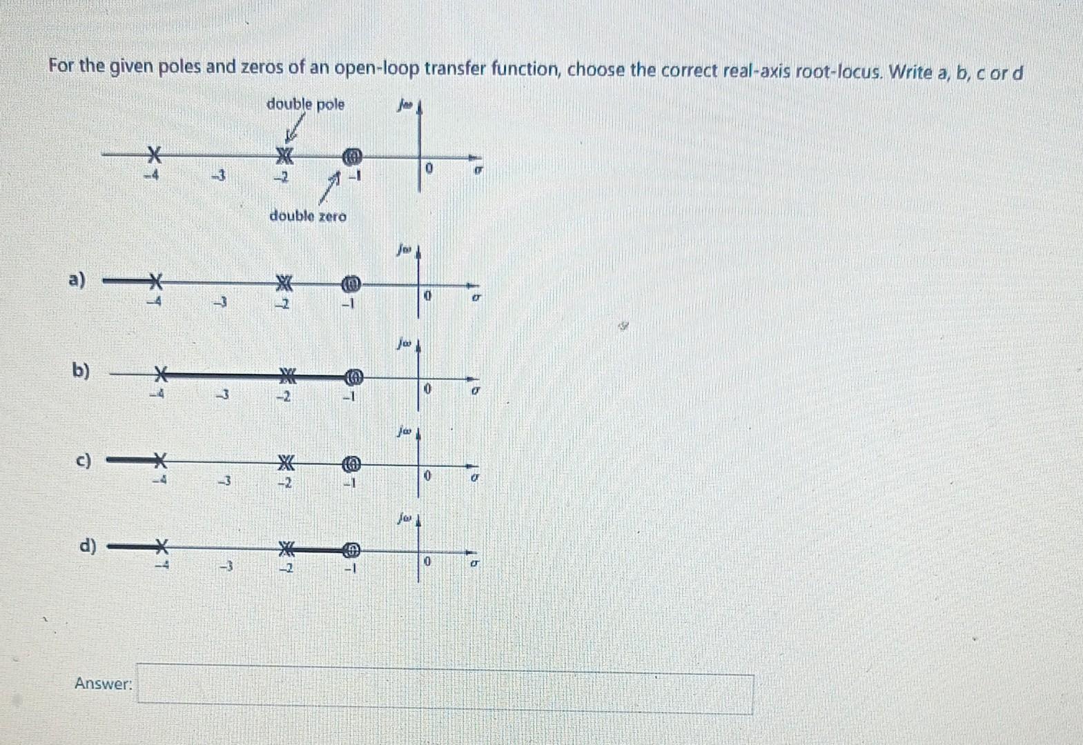 Solved For the given poles and zeros of an open-loop | Chegg.com