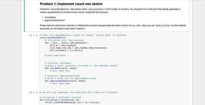 Solved Problem 1 Implement Count Min Sketch Implement 6100