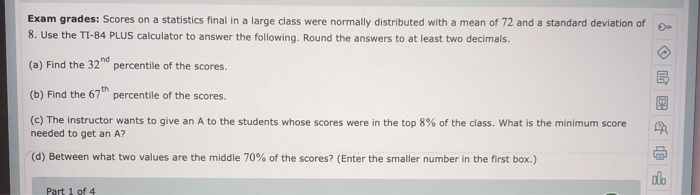 Solved Exam grades: Scores on a statistics final in a large | Chegg.com