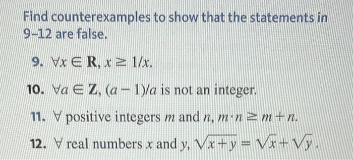Solved Find counterexamples to show that the statements in | Chegg.com