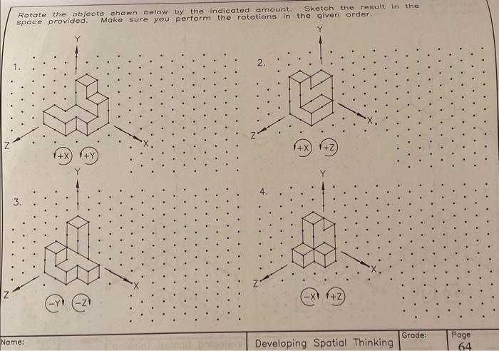 Solved Rotate the objects shown below by the indicated | Chegg.com