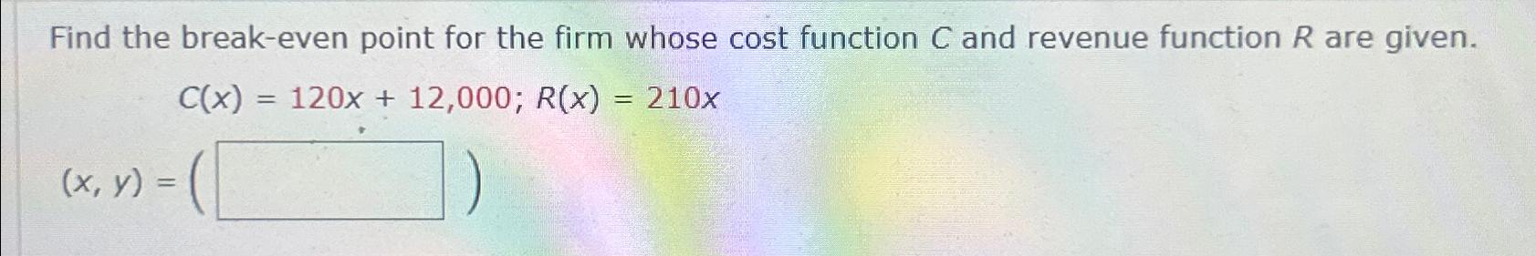 Solved Find the break-even point for the firm whose cost | Chegg.com