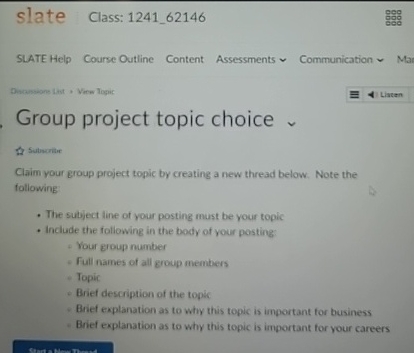 Solved Slate Class: 1241_62146SLATE Help Course Outline | Chegg.com