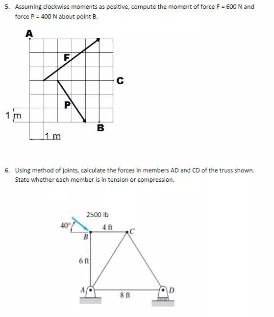 Solved 5 Assuming Clockwise Moments As Positive Compute Chegg