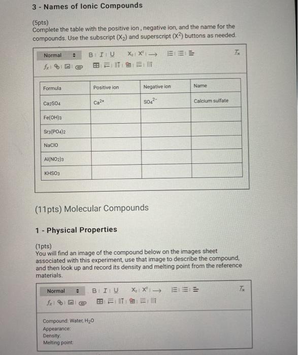 Solved 3 - Names of lonic Compounds (5pts) Complete the | Chegg.com