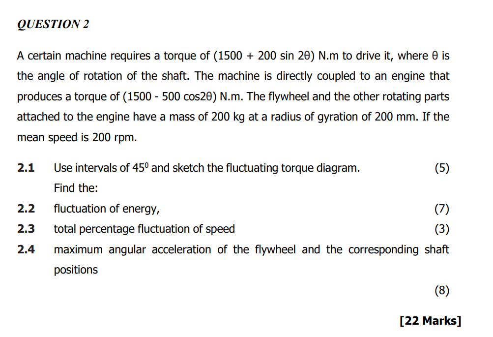 Solved QUESTION 2A certain machine requires a torque of | Chegg.com