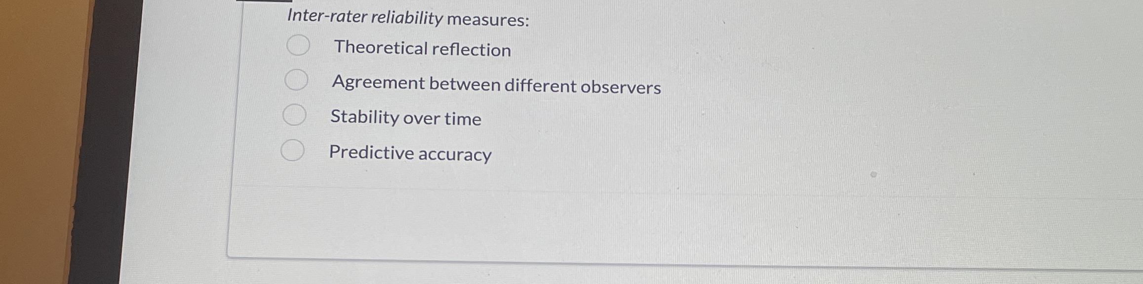 Solved Inter-rater reliability measures:Theoretical | Chegg.com