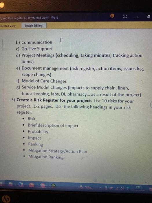 Assignment \#3 - Project Deliverables, Objectives, | Chegg.com