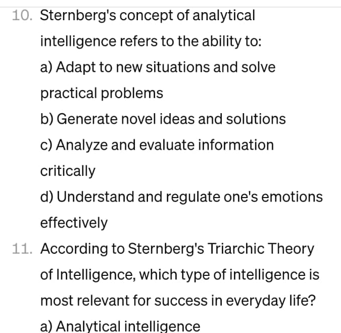 Solved Sternberg's concept of analytical intelligence refers | Chegg.com