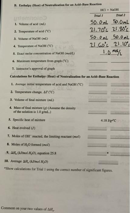 Solved Experiment 25 Report Sheet Calorimetry Date Lab Sec | Chegg.com Solved Experiment 25 Report Sheet Calorimetry Date Lab Sec | Chegg.com