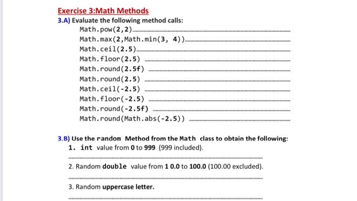 Solved Exercise 3:Math Methods 3.A) Evaluate the following | Chegg.com