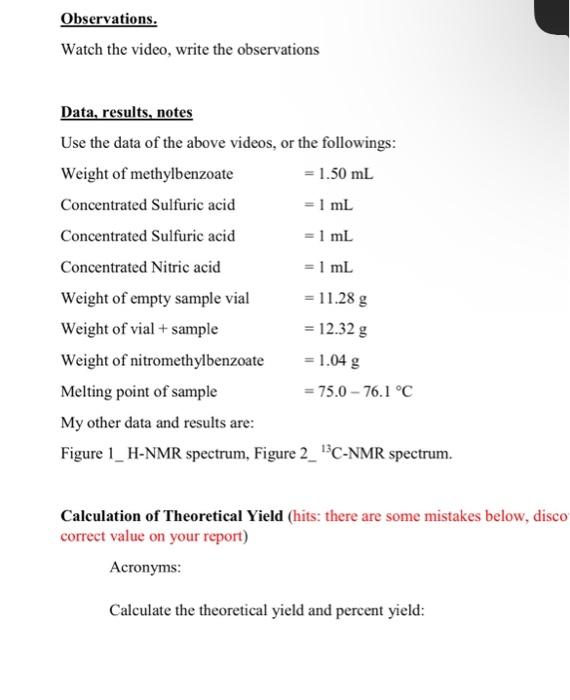 Solved find the theoretical yield using the data provided | Chegg.com