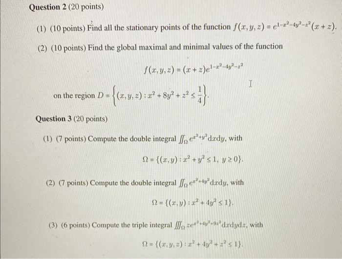 Solved (1) (10 points) Find all the stationary points of the | Chegg.com