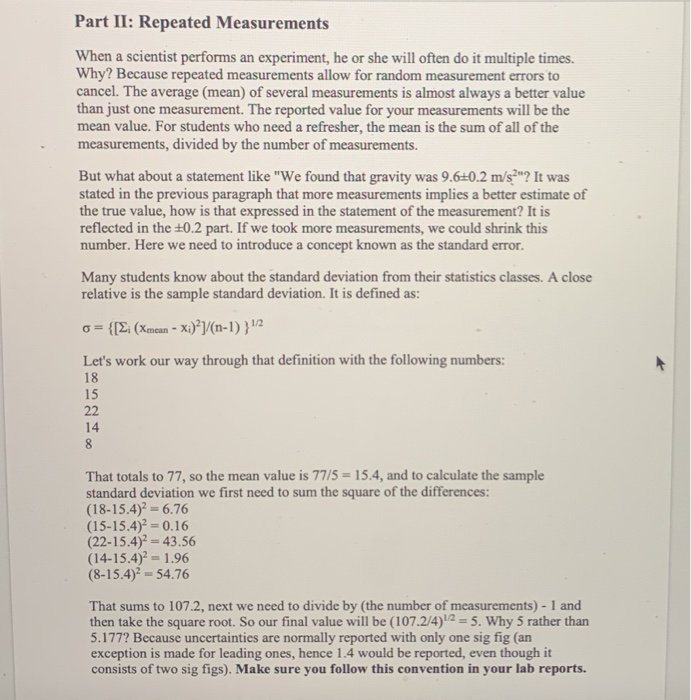 Part I: Using Linest A key concept in any lab science | Chegg.com