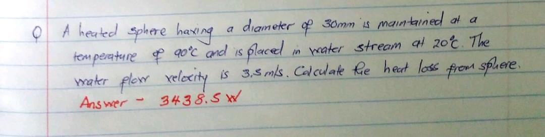 Solved A heated sphere haxing a diameter of 30 mm is | Chegg.com