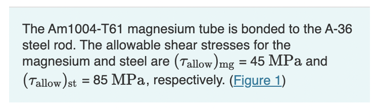 Solved The Am1004-T61 ﻿magnesium tube is bonded to the | Chegg.com
