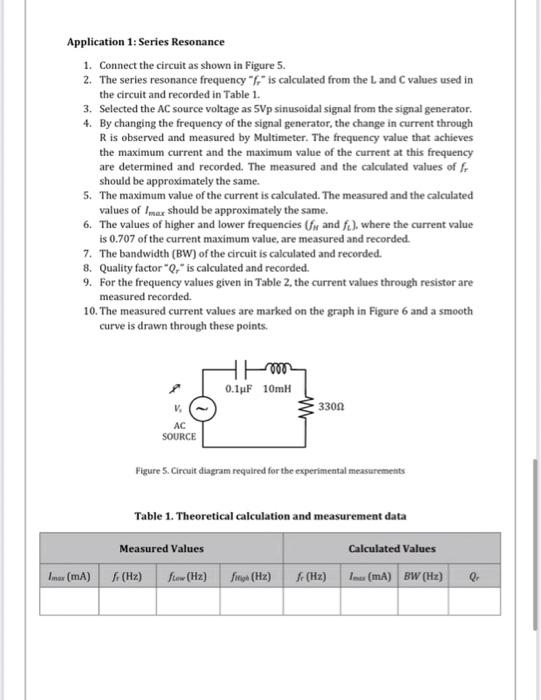 Solved SERIES AND PARALLEL RESONANCE CIRCUITS Objective: To | Chegg.com