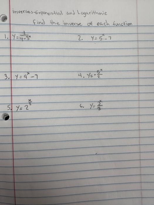 Solved inverses-Exponential and Logarithmic 1₁ Y = 4₂3* 3. | Chegg.com