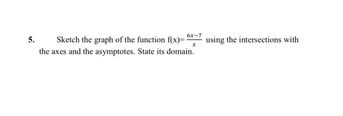 Solved 5. Sketch the graph of the function f(x)= 6x-7 the | Chegg.com