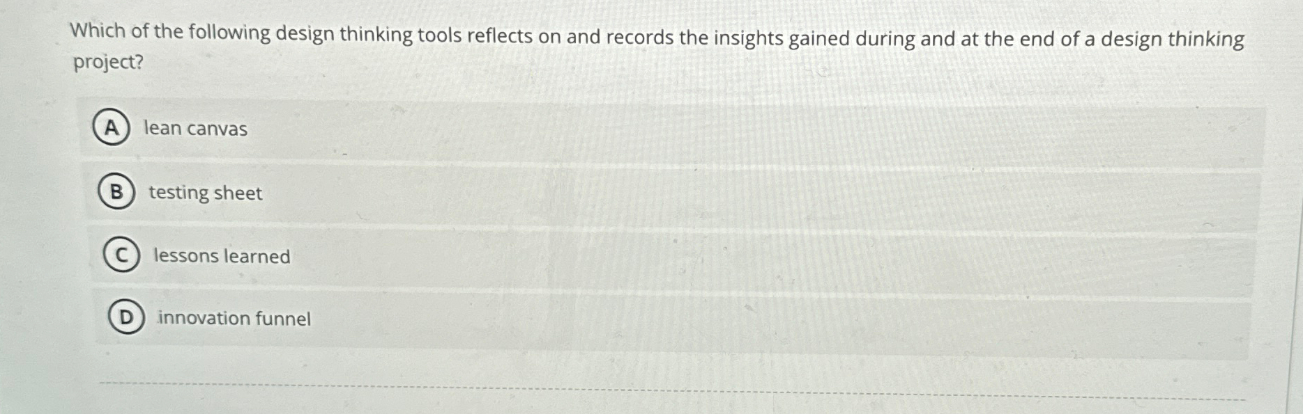 Solved Which of the following design thinking tools reflects | Chegg.com