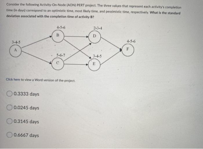 Solved Consider the following Activity-On-Node (AON) PERT | Chegg.com