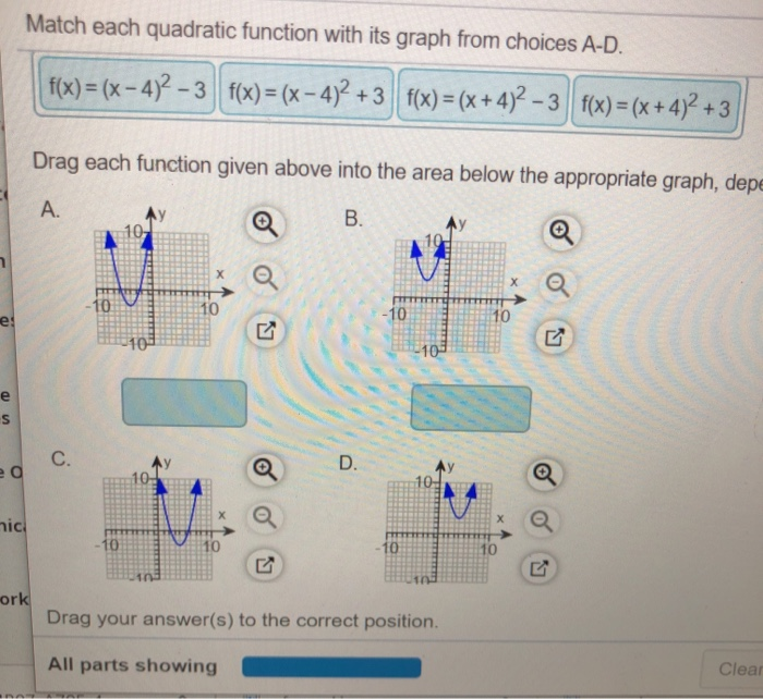 Solved Match each quadratic function with its graph from | Chegg.com