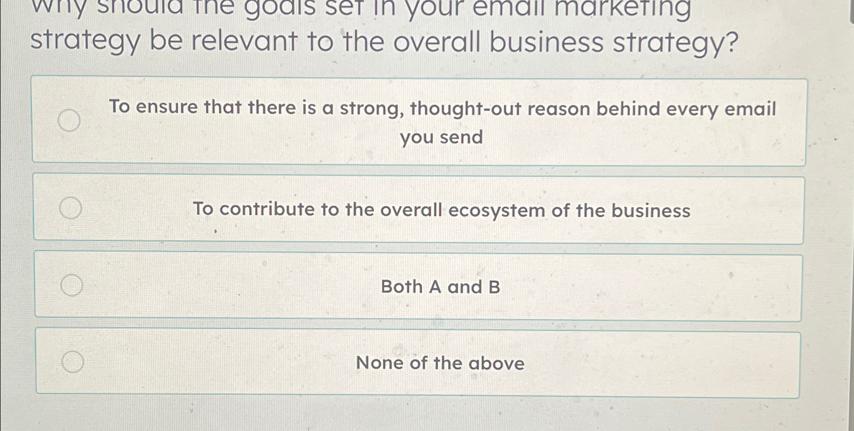 Solved strategy be relevant to the overall business | Chegg.com