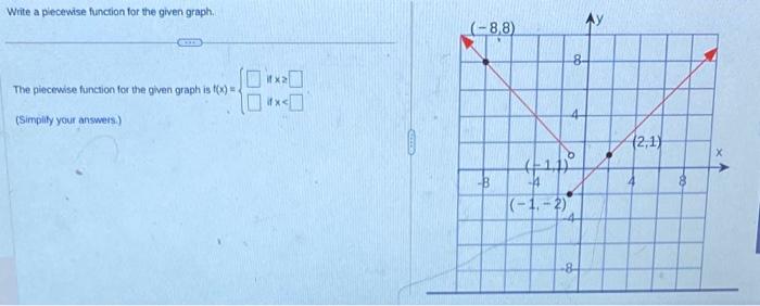 Solved Write a piecewise function for the given graph. The | Chegg.com