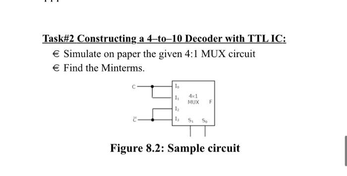 Solved Task#2 Constructing a 4-to-10 Decoder with TTL IC: € | Chegg.com