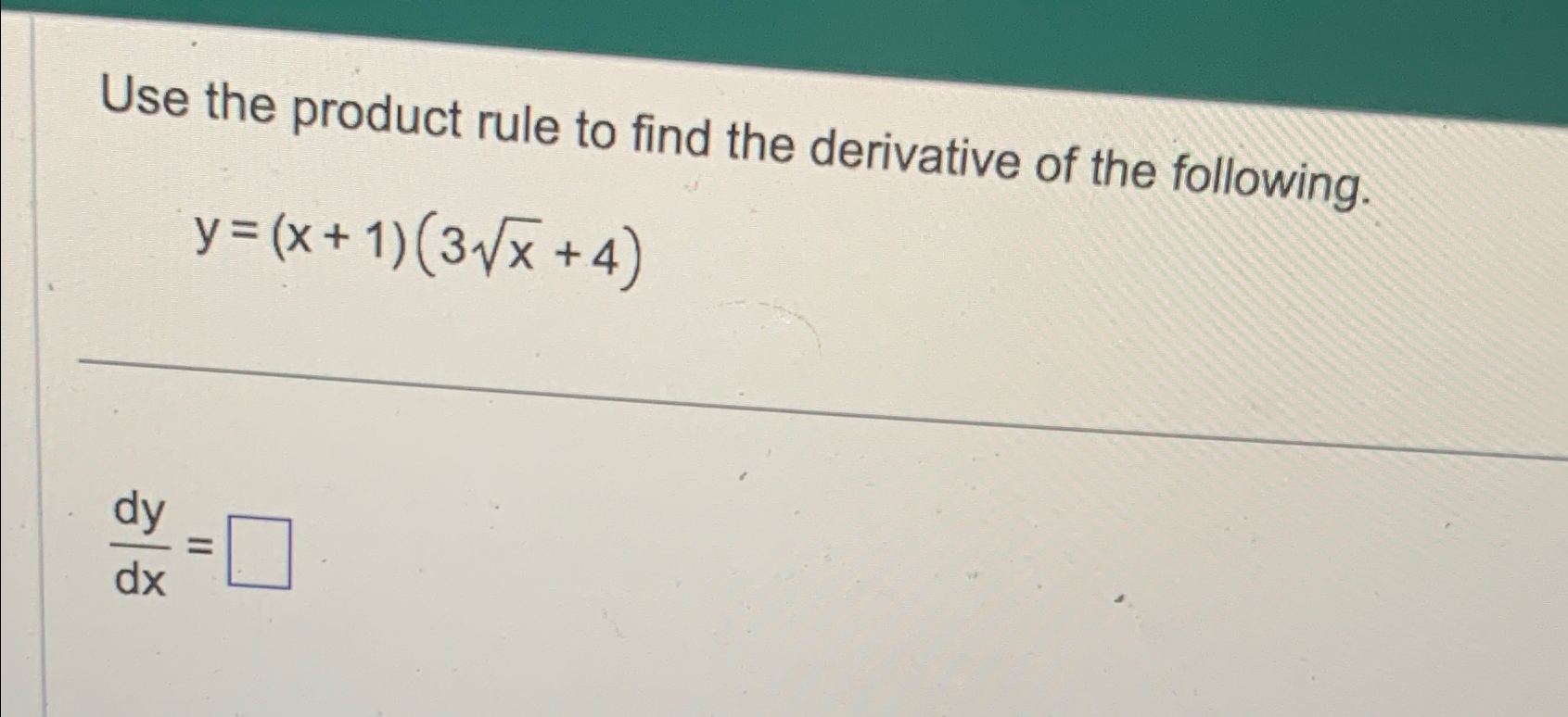 Solved Use the product rule to find the derivative of the | Chegg.com