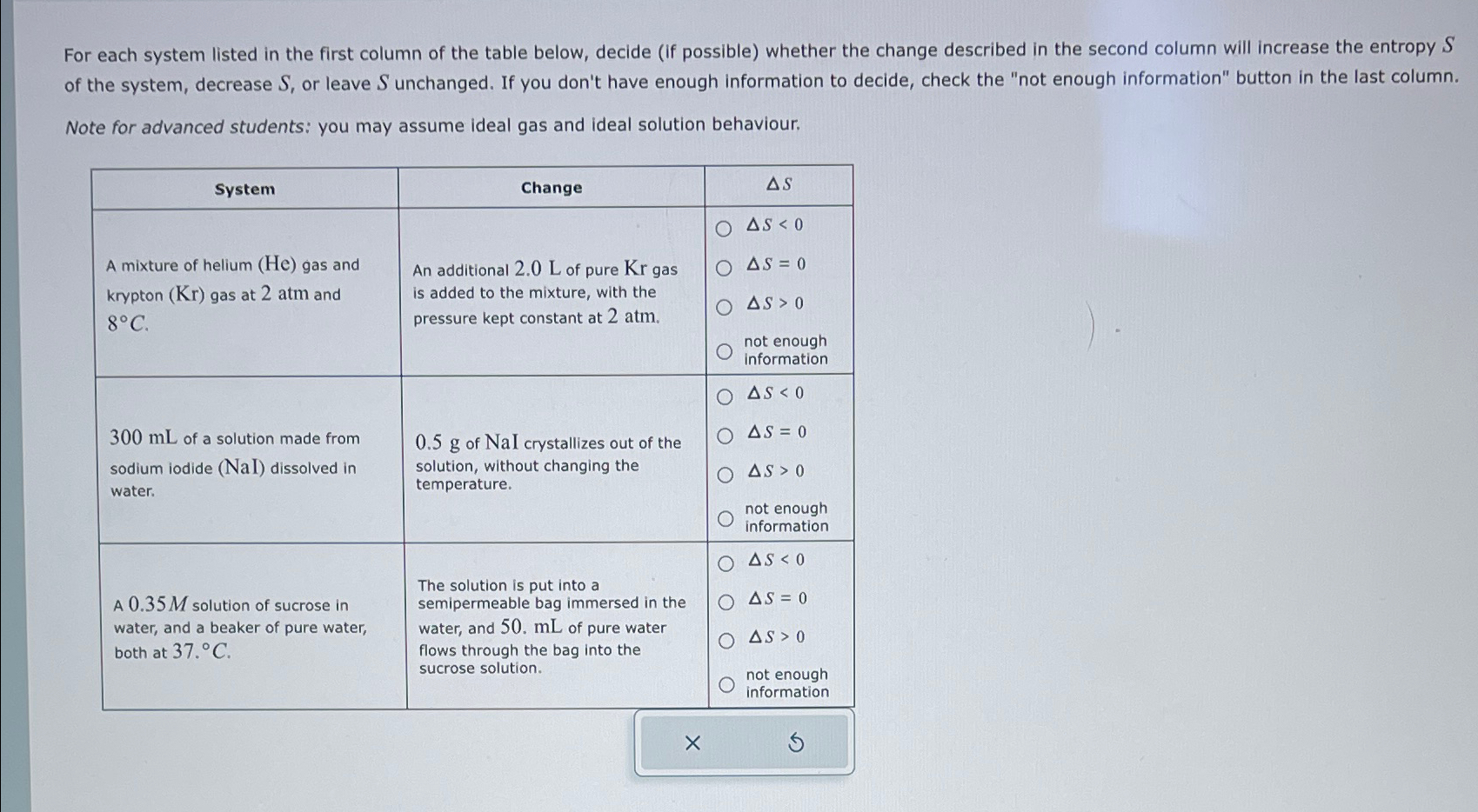 Solved For each system listed in the first column of the | Chegg.com