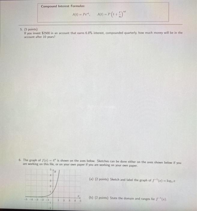 Solved Compound Interest Formulas: Alt) = Pert Me) = P(1+3) | Chegg.com