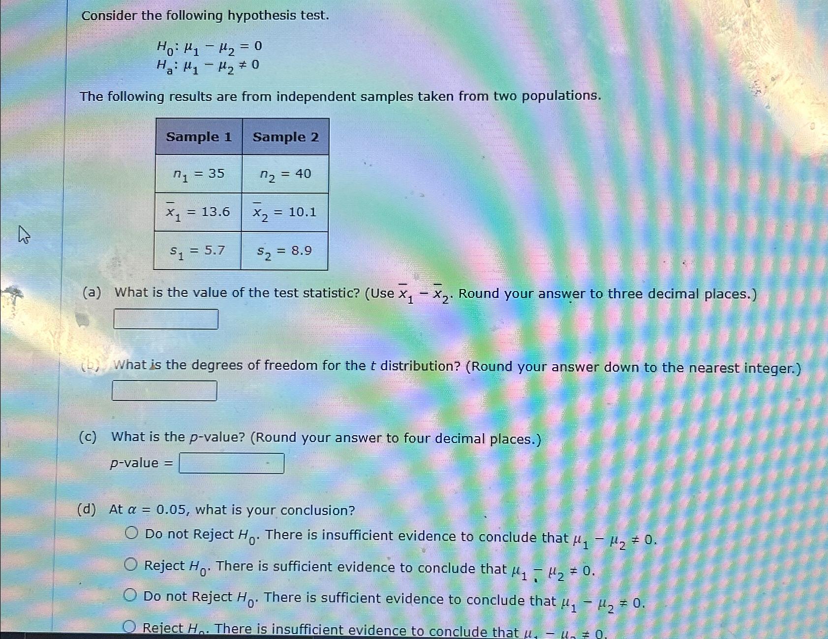 Solved Consider the following hypothesis | Chegg.com