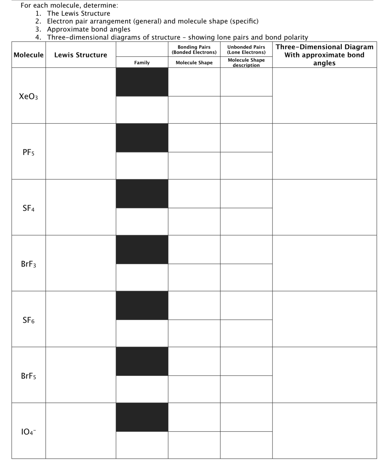 Solved For each molecule, determine:The Lewis | Chegg.com
