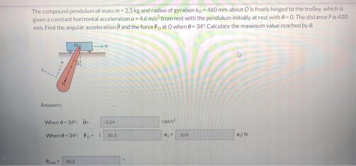Solved The compound pendulum of mass m - 2.5 kg and radius | Chegg.com
