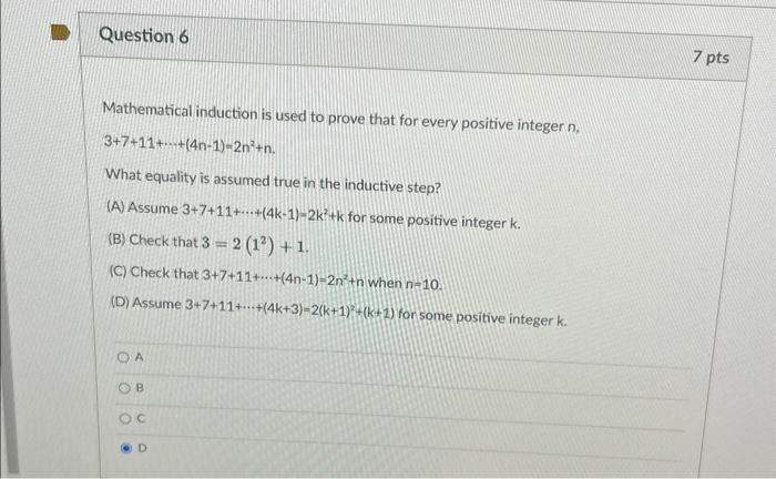 Solved Mathematical induction is used to prove that for | Chegg.com