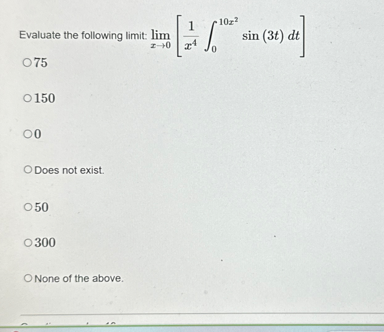 Solved Evaluate the following limit: | Chegg.com