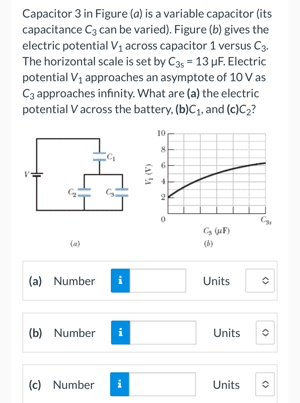 Solved Capacitor 3 ﻿in Figure (a) ﻿is a variable capacitor | Chegg.com