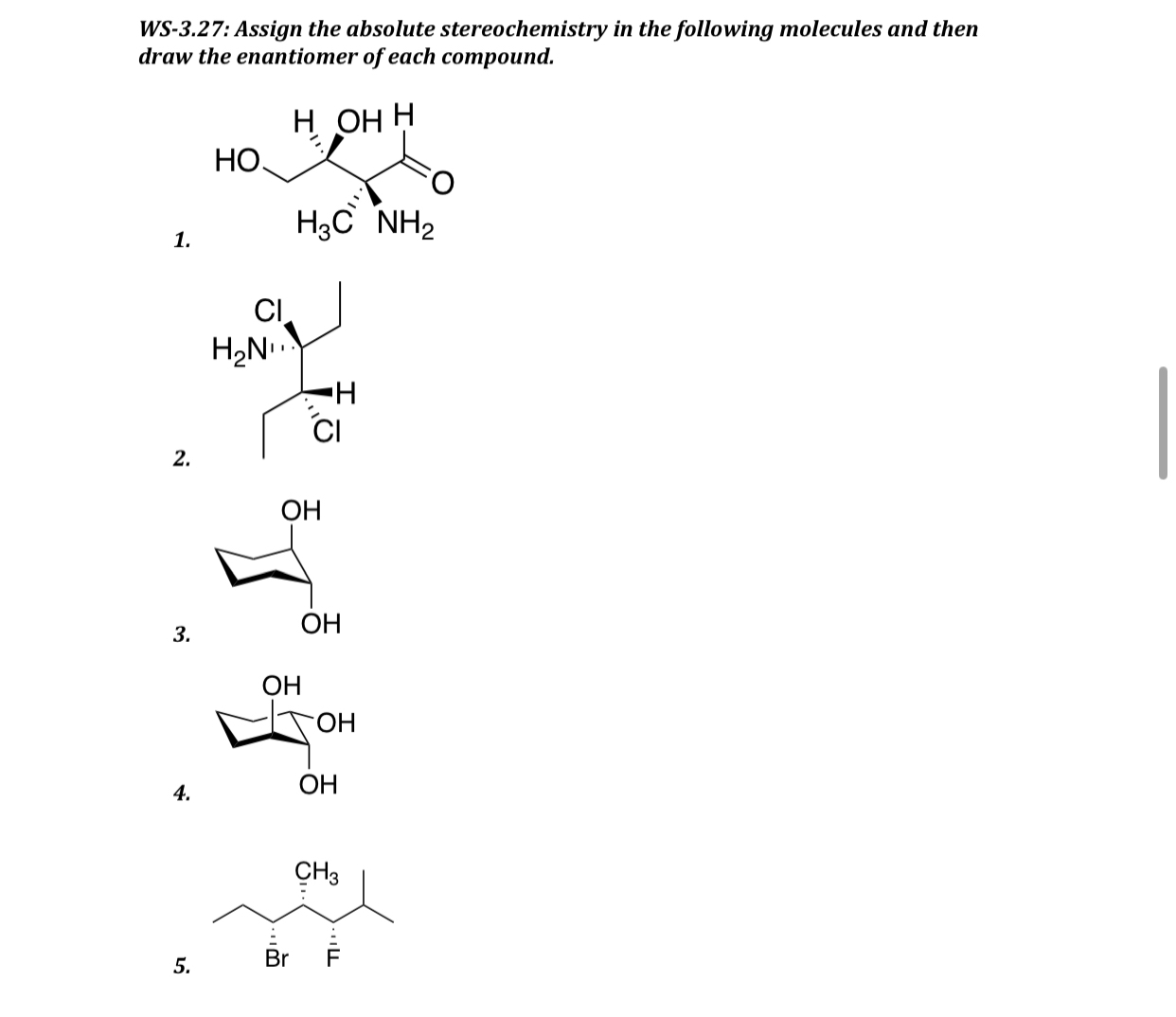 Solved Ws 3 27 Assign The Absolute Stereochemistry In The