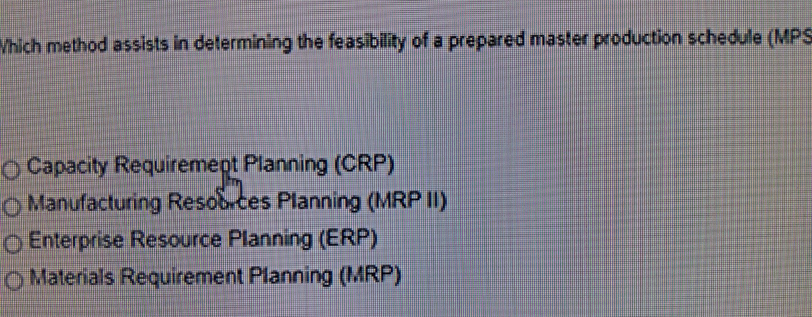 Solved Which method assists in determining the feasibility | Chegg.com