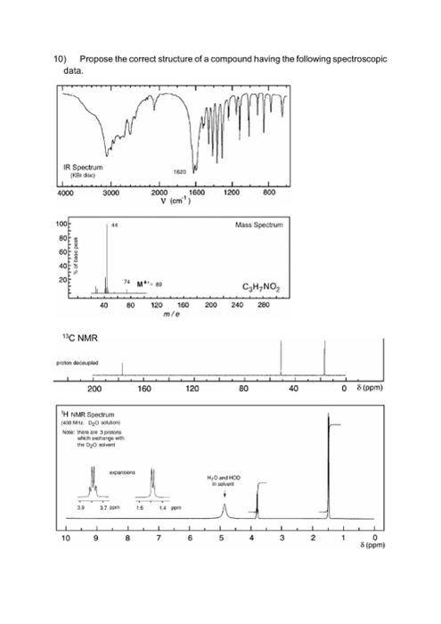 Solved 10) Propose the correct structure of a compound | Chegg.com
