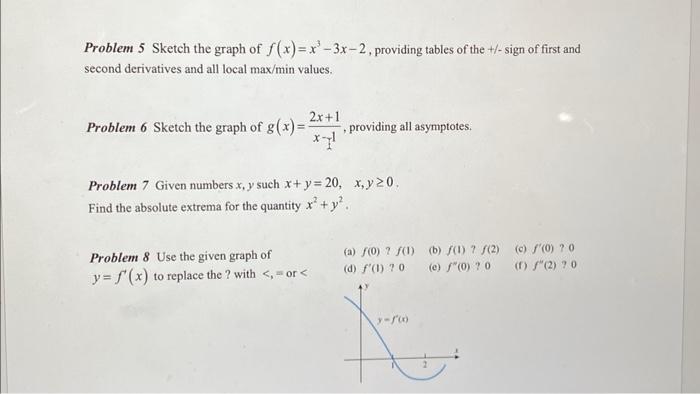 Solved Problem 5 Sketch the graph of f(x)=x3−3x−2, providing | Chegg.com